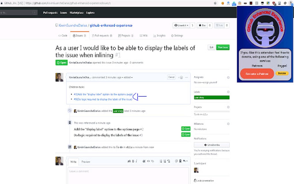 Github Enhanced Experience สำหรับ Google Chrome - ส่วนขยาย ดาวน์โหลด