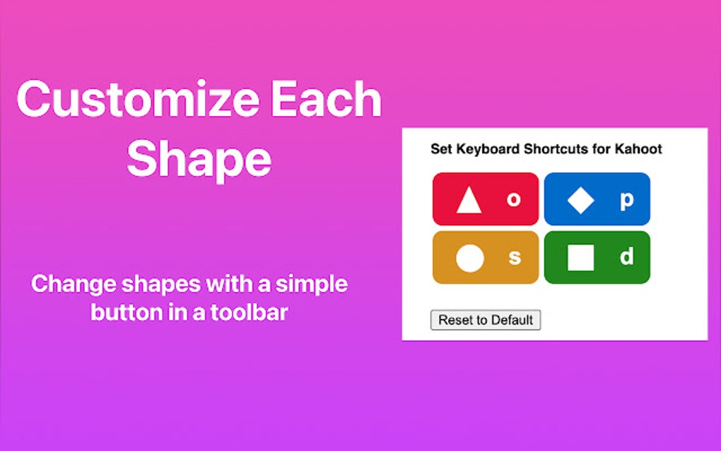 Keyboard Shortcuts for Kahoot Google Chrome 용 - 확장 프로그램 다운로드