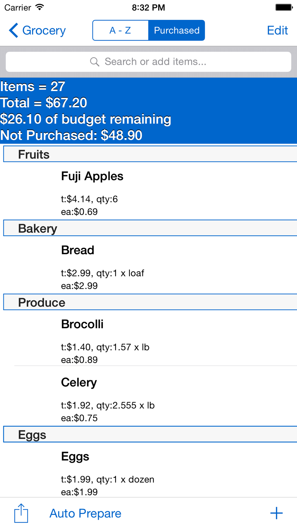 Smart Shopping List A LA CARTE for iPhone - Download