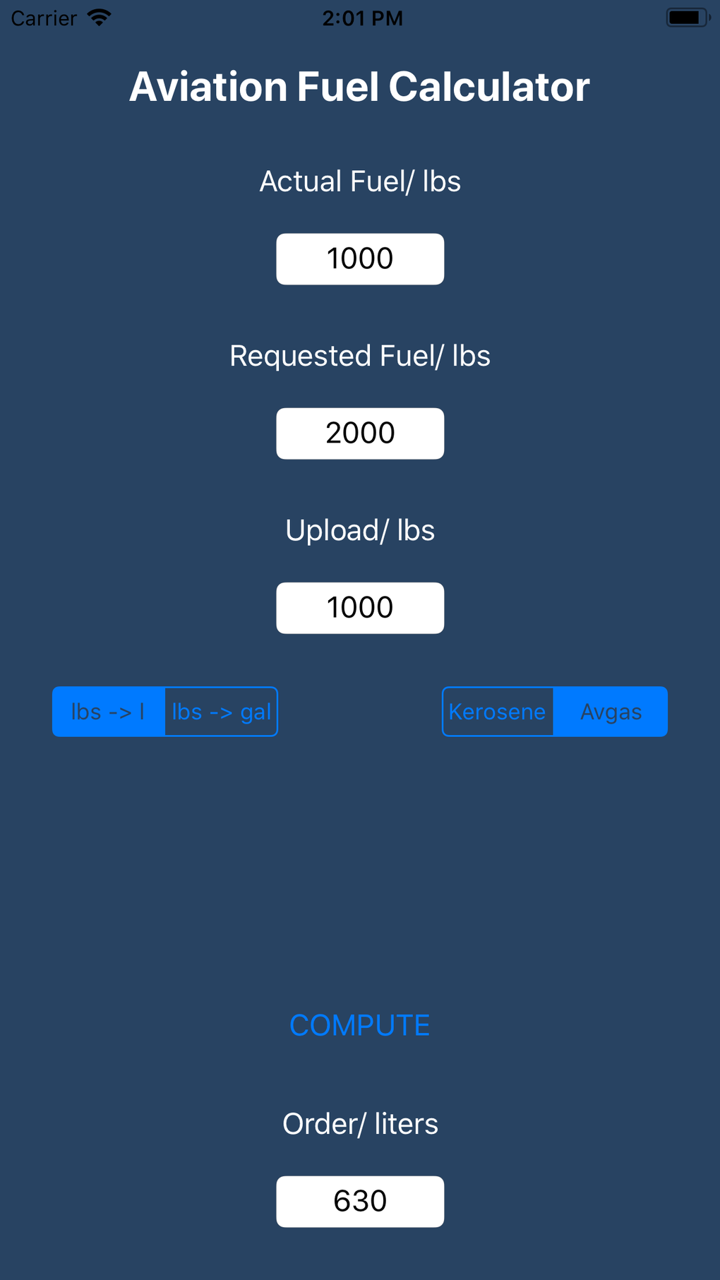 Aviation Fuel Calculator for iPhone - Download