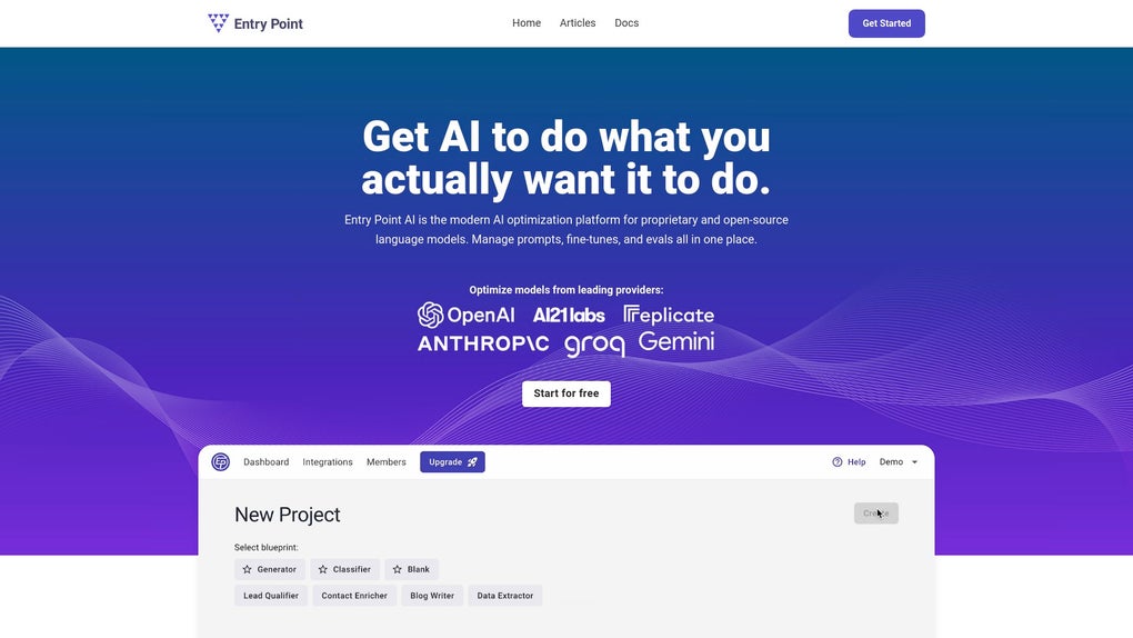 AI 비즈니스를 위한 Entry Point AI - 리뷰, 기능 및 사용 사례