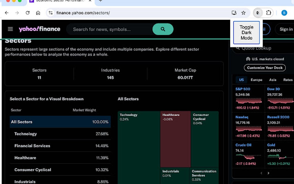 Dark Mode Toggle para Google Chrome - Extensión Descargar