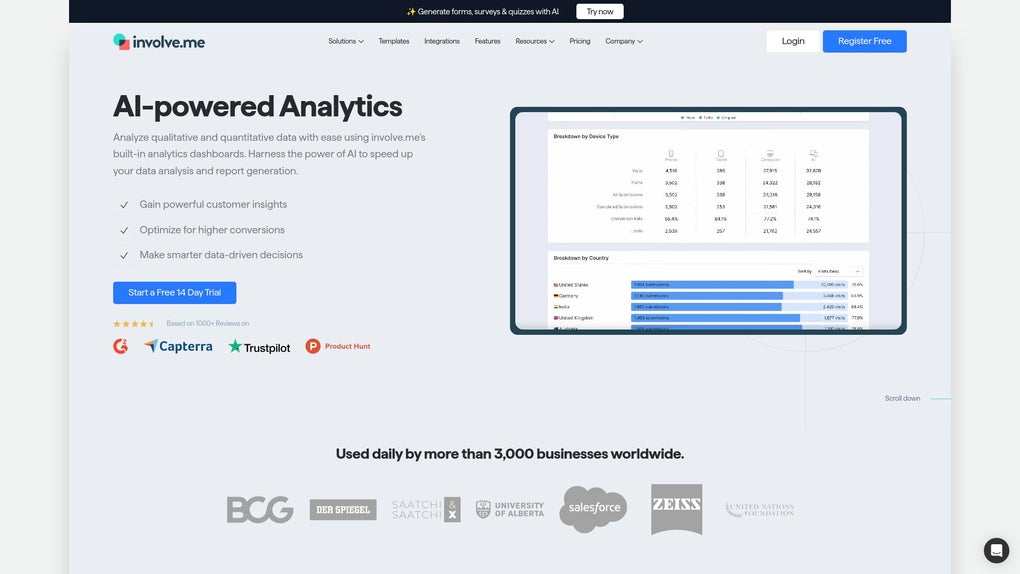 AI 생산성를 위한 Involve.me - 리뷰, 기능 및 사용 사례