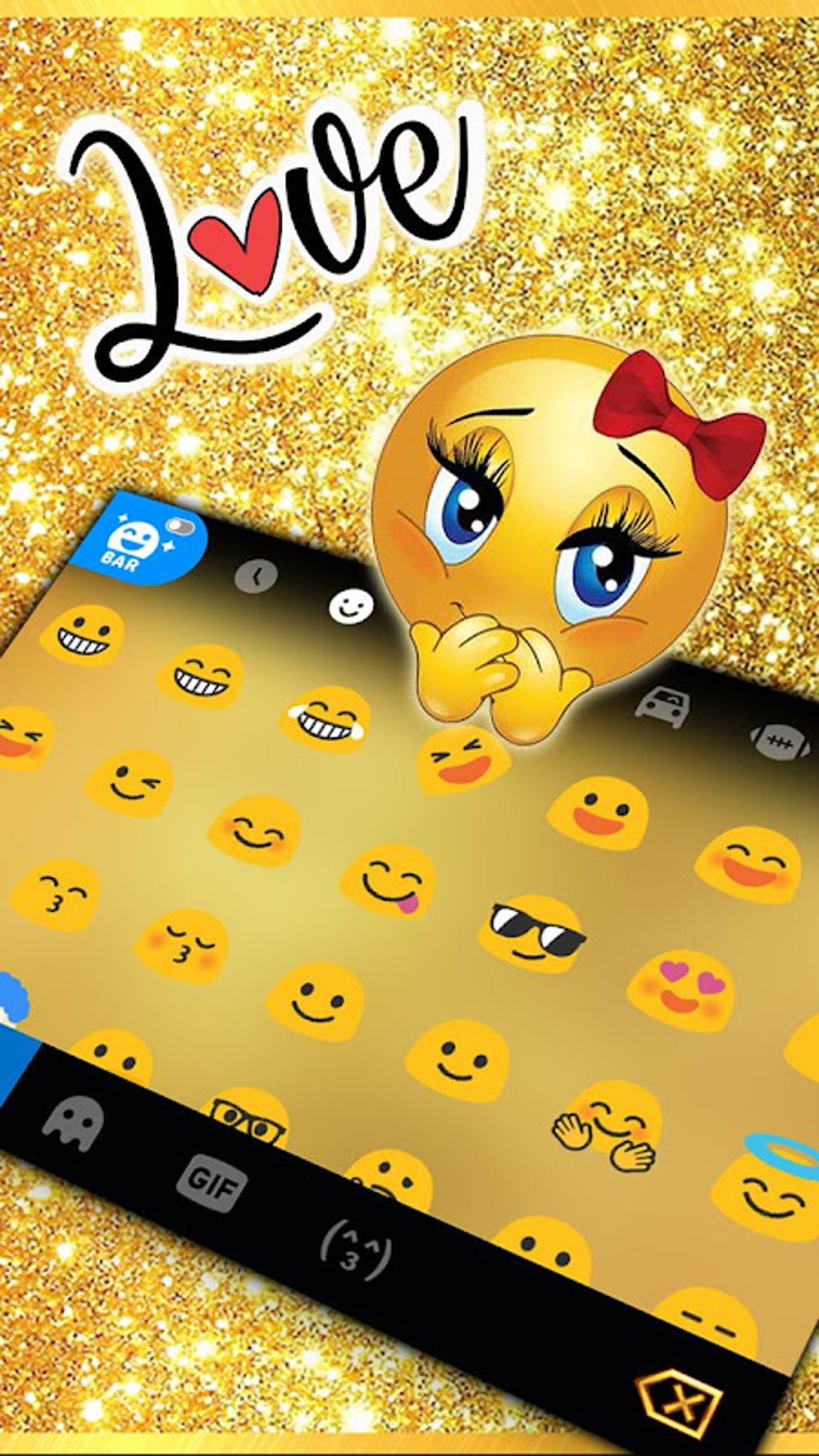 Glitter Golden Bow Keyboard Theme APK para Android - Download