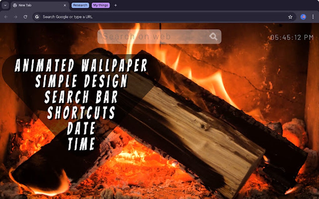 Fire Fireplace Burning Live Wallpaper pour Google Chrome - Extension ...