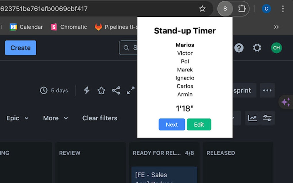 Standup Timer Google Chrome 용 - 확장 프로그램 다운로드