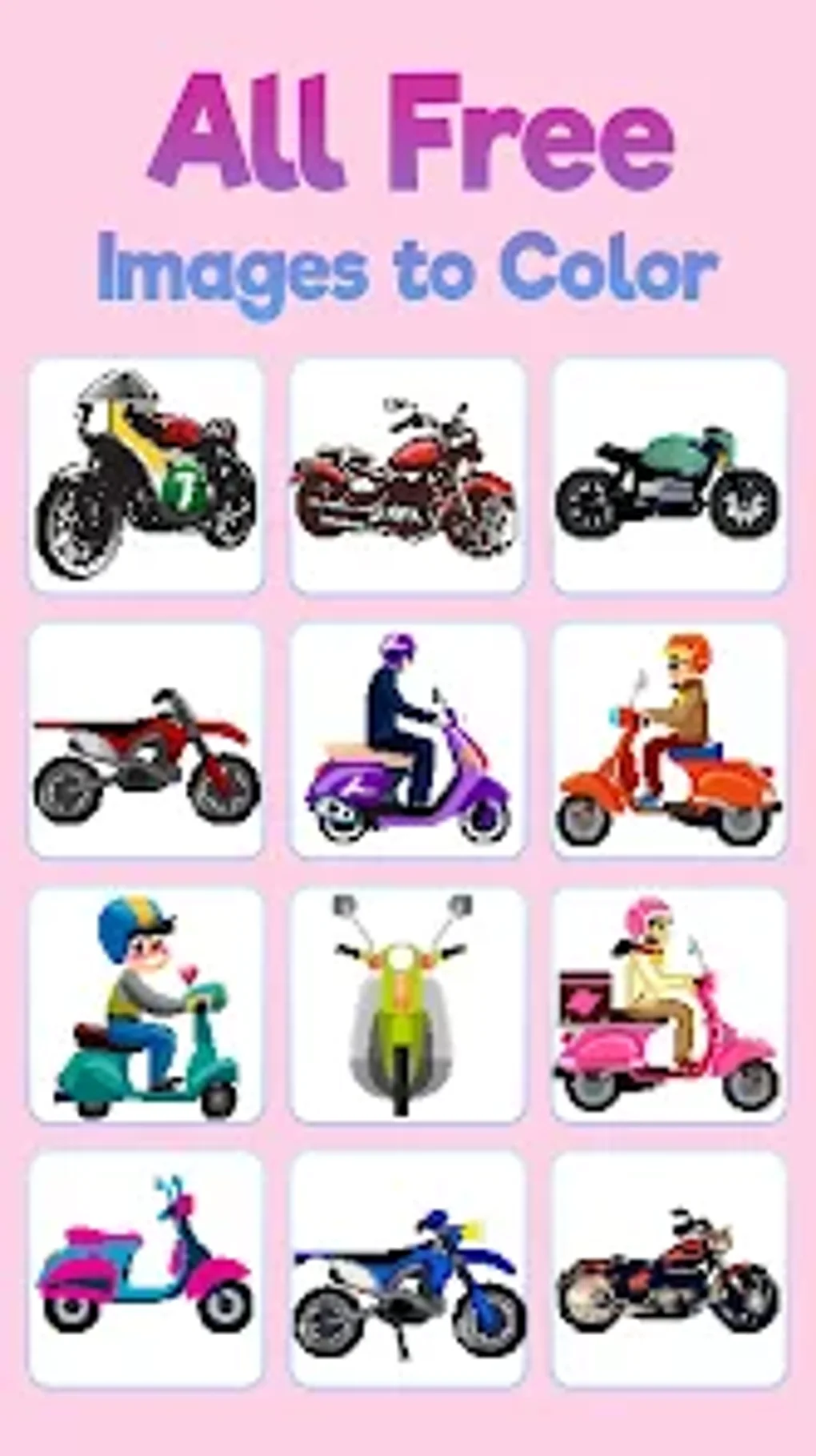 Bikes Color by Number Pixl Art cho Android - Tải về