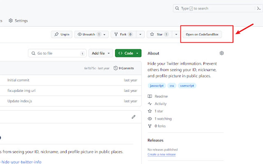 open-in-codesandbox Google Chrome 용 - 확장 프로그램 다운로드