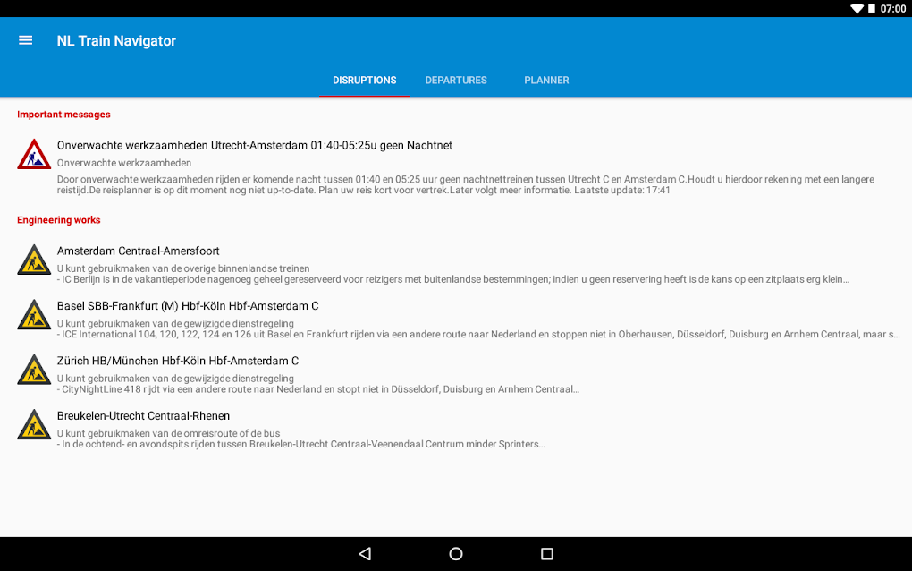 NL Train Navigator: Dutch train planner transit para Android - Descargar