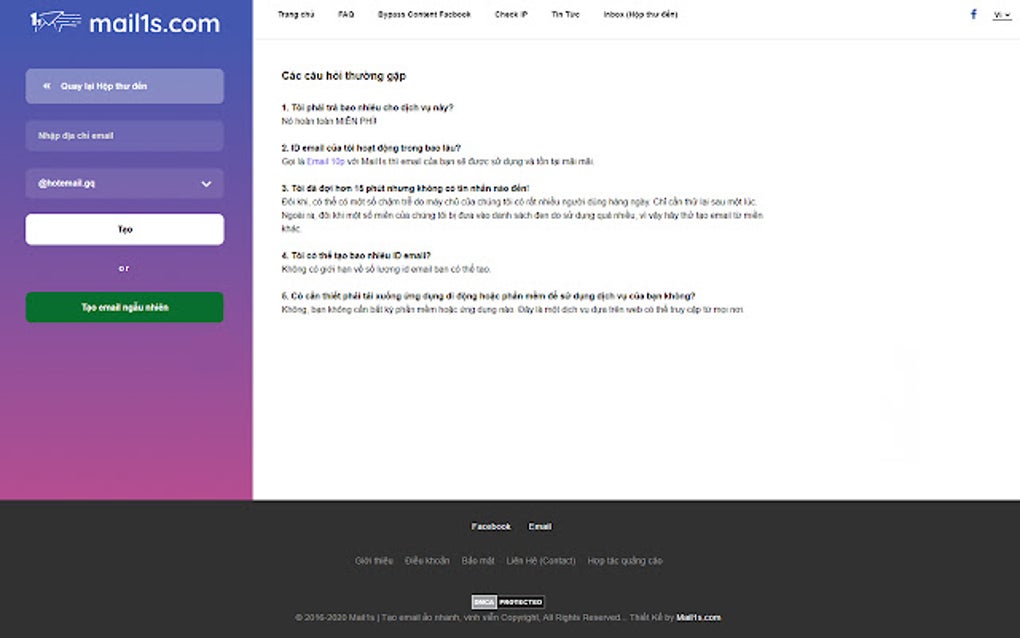 Tạo Email 10p, Email ảo vĩnh viễn - Mail1s for Google Chrome - Extension Download