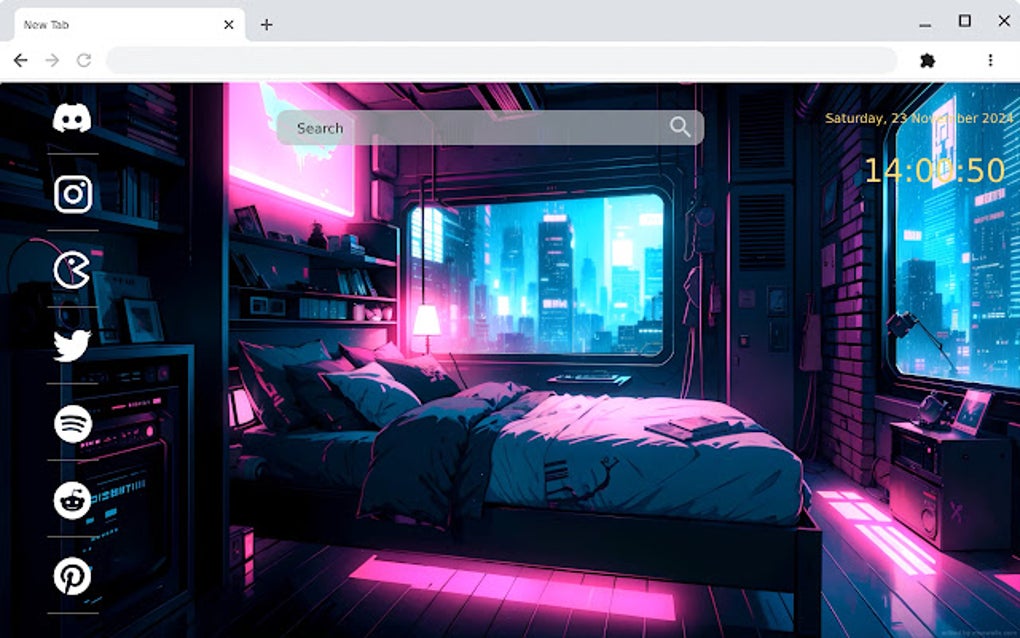 Bedroom Neon Futuristic City Live Wallpaper para Google Chrome ...