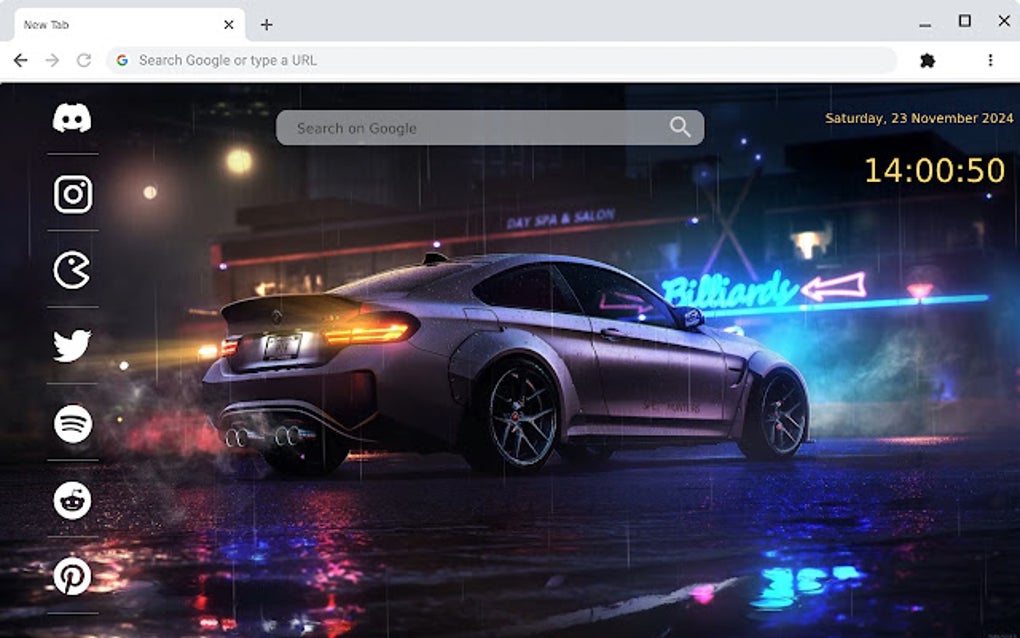 BMW M4 Night Rain: Need for Speed Live Wallpaper for Chrome para Google Chrome - Extensión Descargar