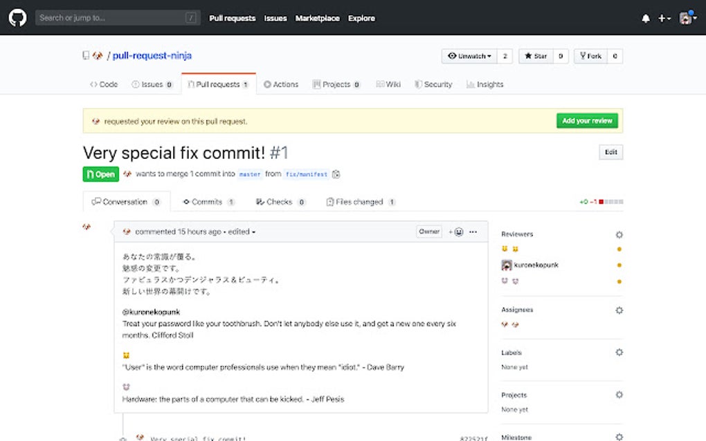 Pull Request Ninja para Google Chrome - Extensión Descargar