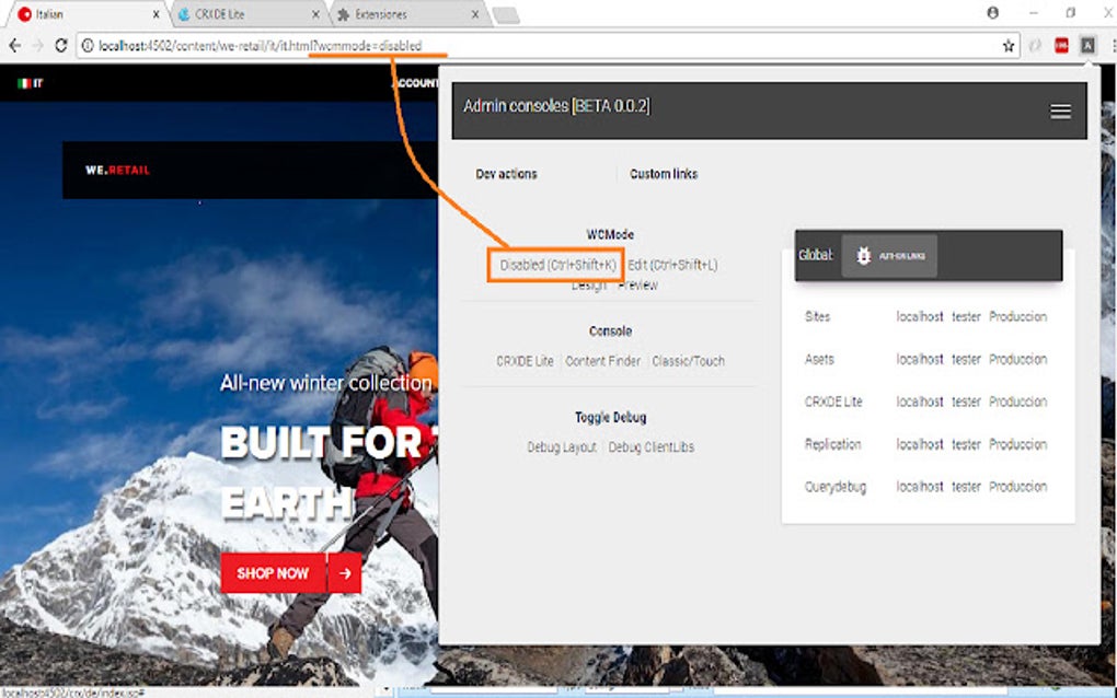 AEM - Managment console para Google Chrome - Extensión Descargar