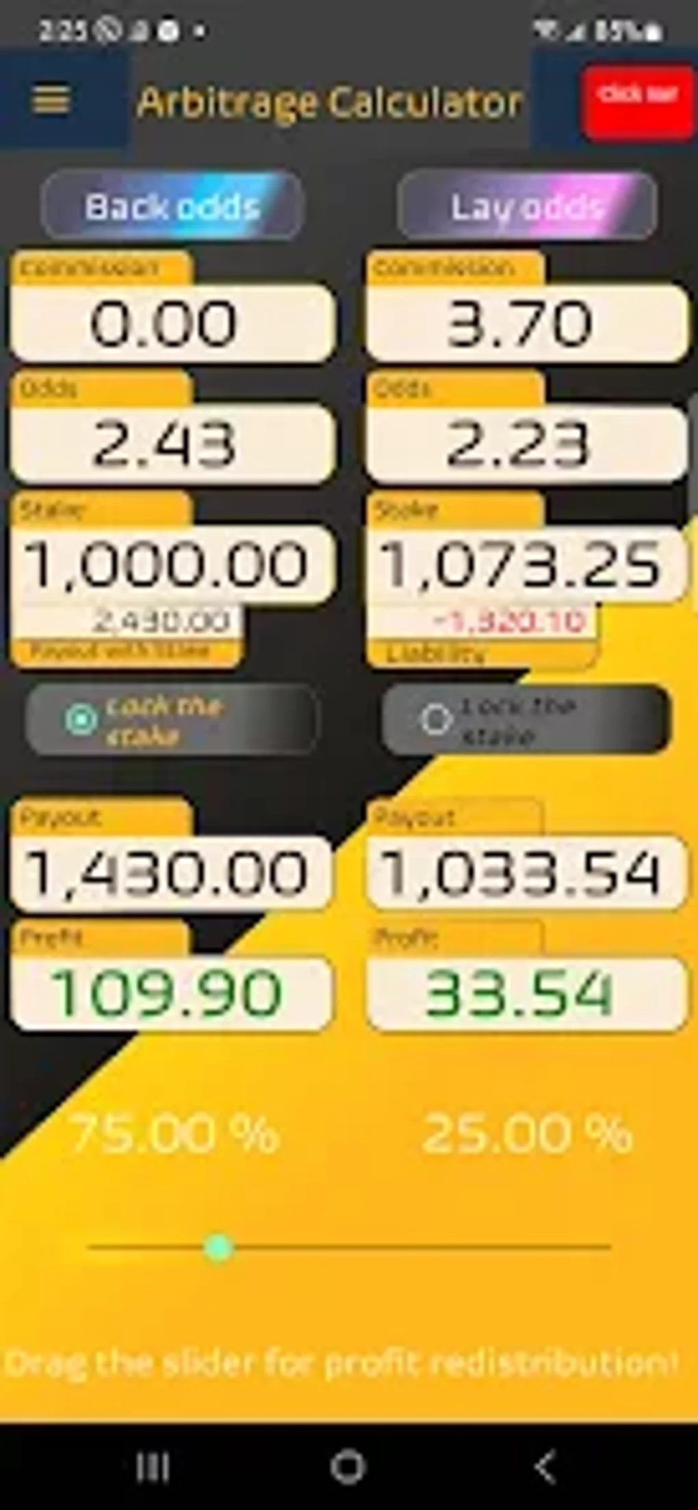 ArbiBet arb surebet calculator for Android - Download