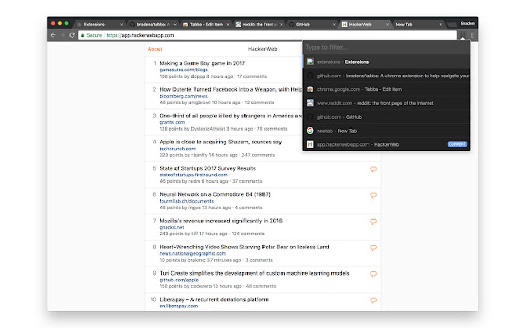 Tabba for Google Chrome - Extension Download