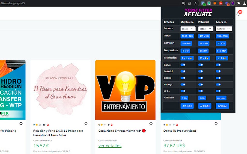 Yesse filter Affiliate for Google Chrome - Extension Download