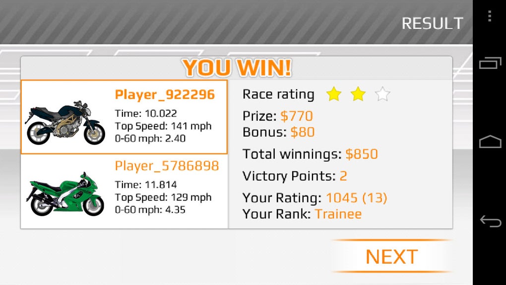 Drag Racing: Bike Edition pour Android - Télécharger