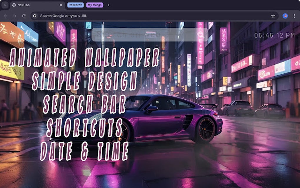 Purple Porsche in Tokyo Live Wallpaper Google Chrome 용 - 확장 프로그램 다운로드