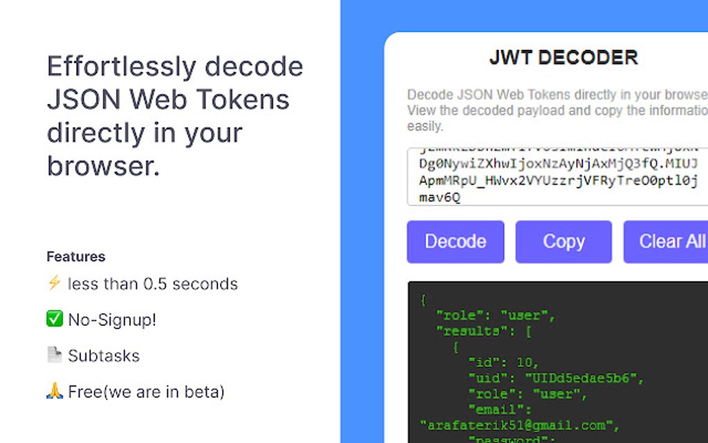 JWT Decoder para Google Chrome - Extensión Descargar