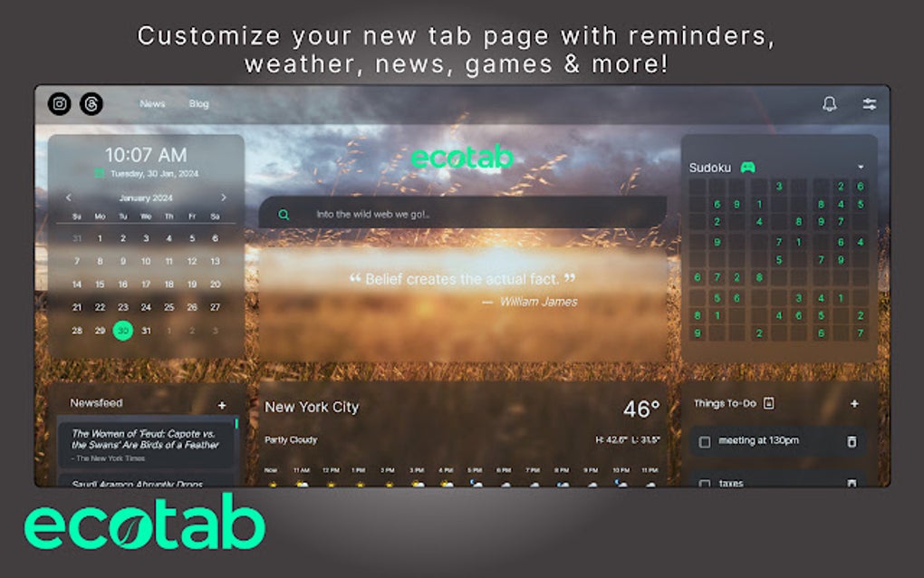 EcoTab: Support the Environment with New Tabs para Google Chrome - Extensión Descargar
