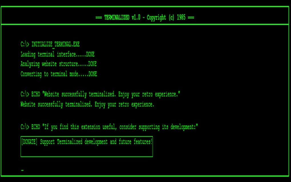 Retro Terminal View for Google Chrome - Extension Download