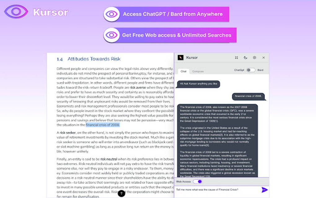 ChatGPT, Bing & Bard For Chrome: Kursor para Google Chrome - Extensión ...