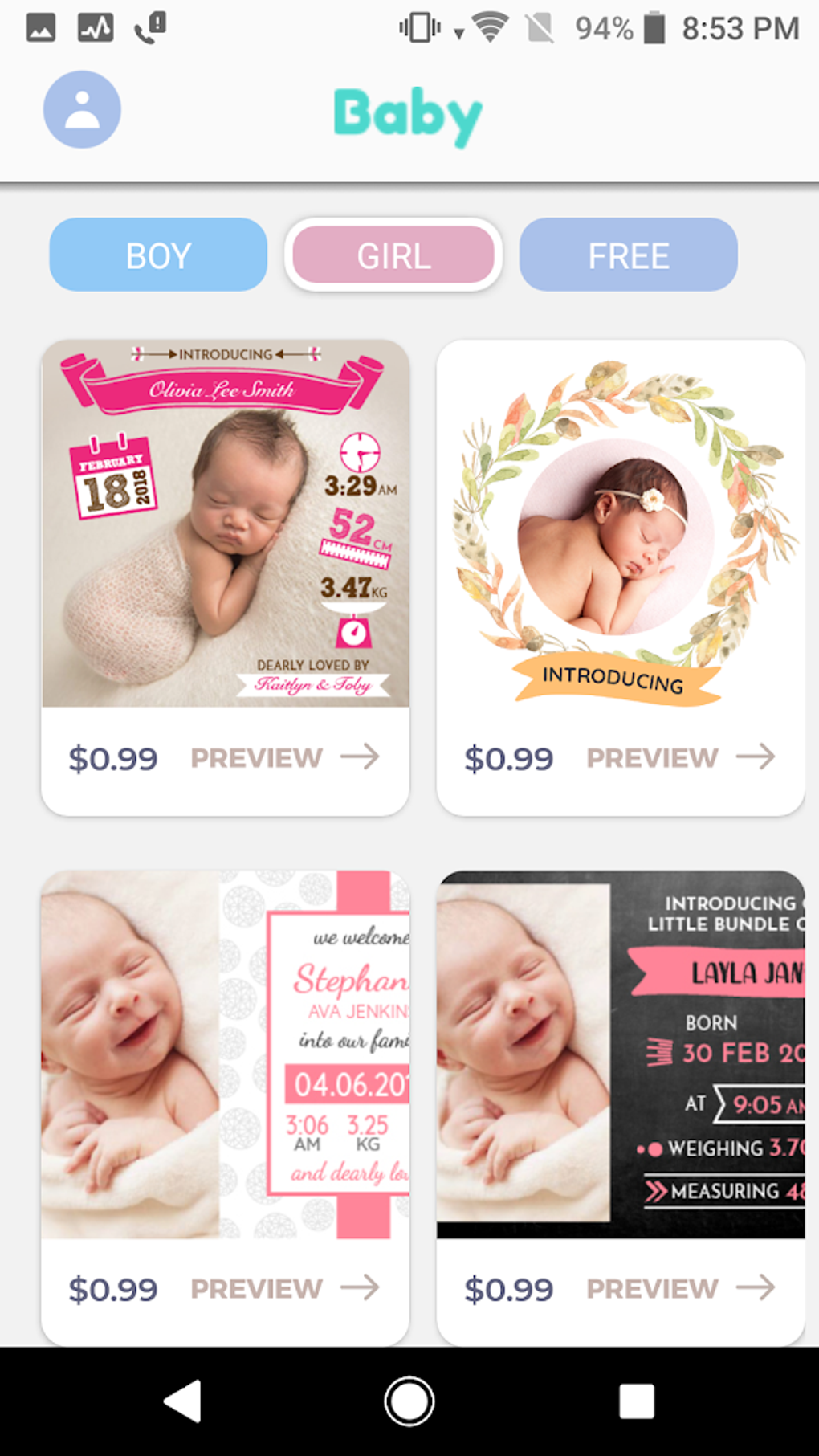 Baby Announcement for Android - Download