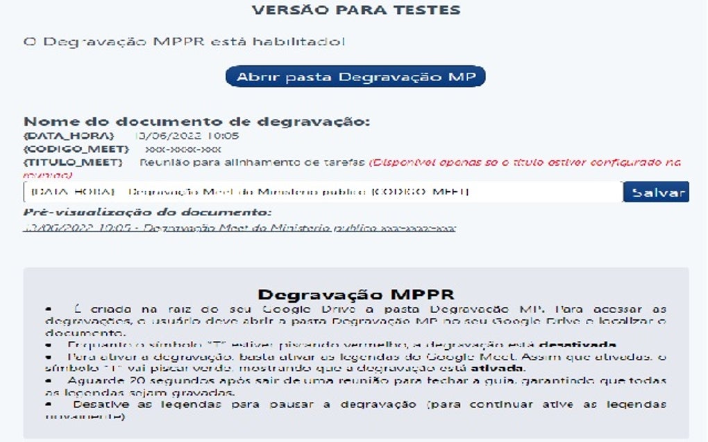 Degravação MPPR for Google Chrome - Extension Download