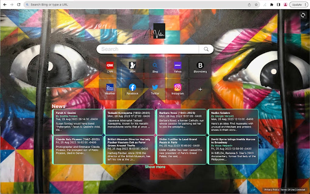 ArtVista Homepage สำหรับ Google Chrome - ส่วนขยาย ดาวน์โหลด