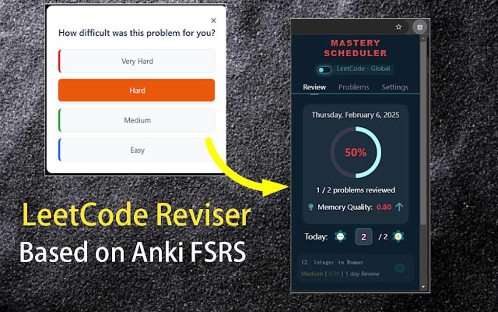 Leetcode Mastery Scheduler สำหรับ Google Chrome - ส่วนขยาย ดาวน์โหลด
