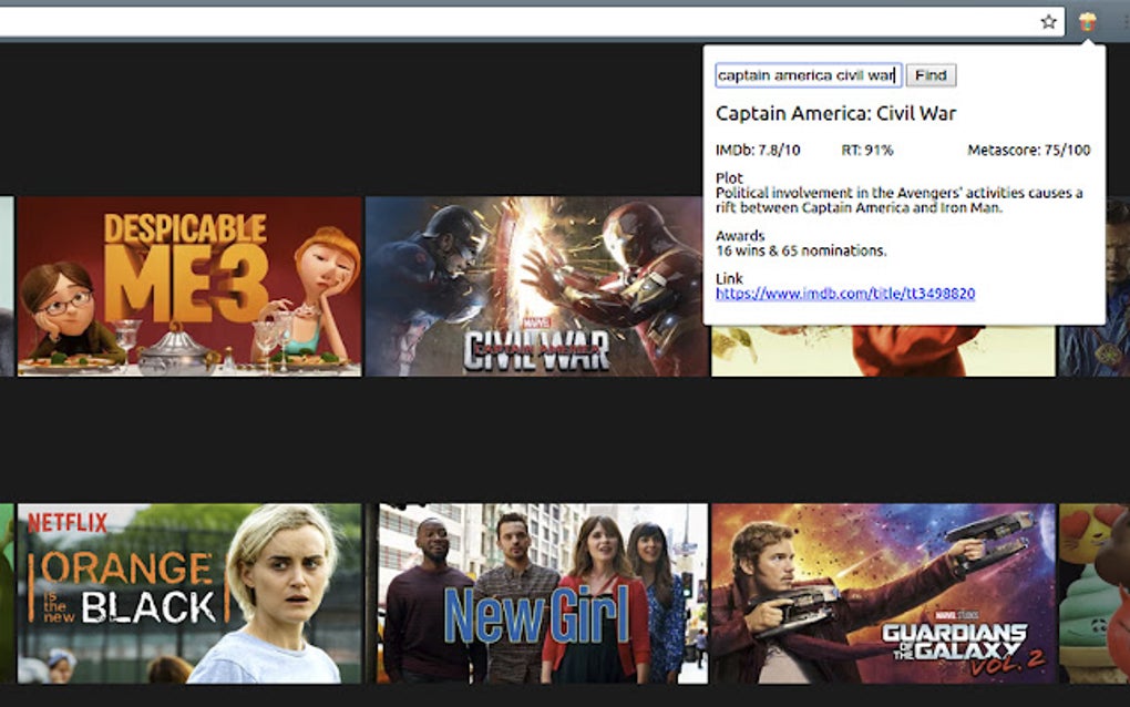 Movie Finder para Google Chrome - Extensión Descargar