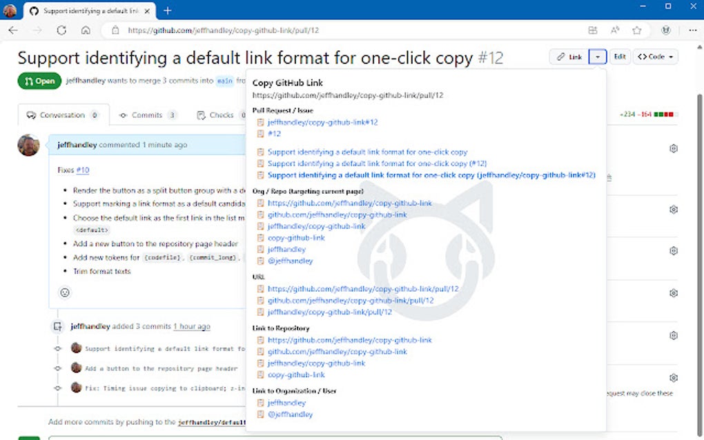 Copy GitHub Link para Google Chrome - Extensión Descargar