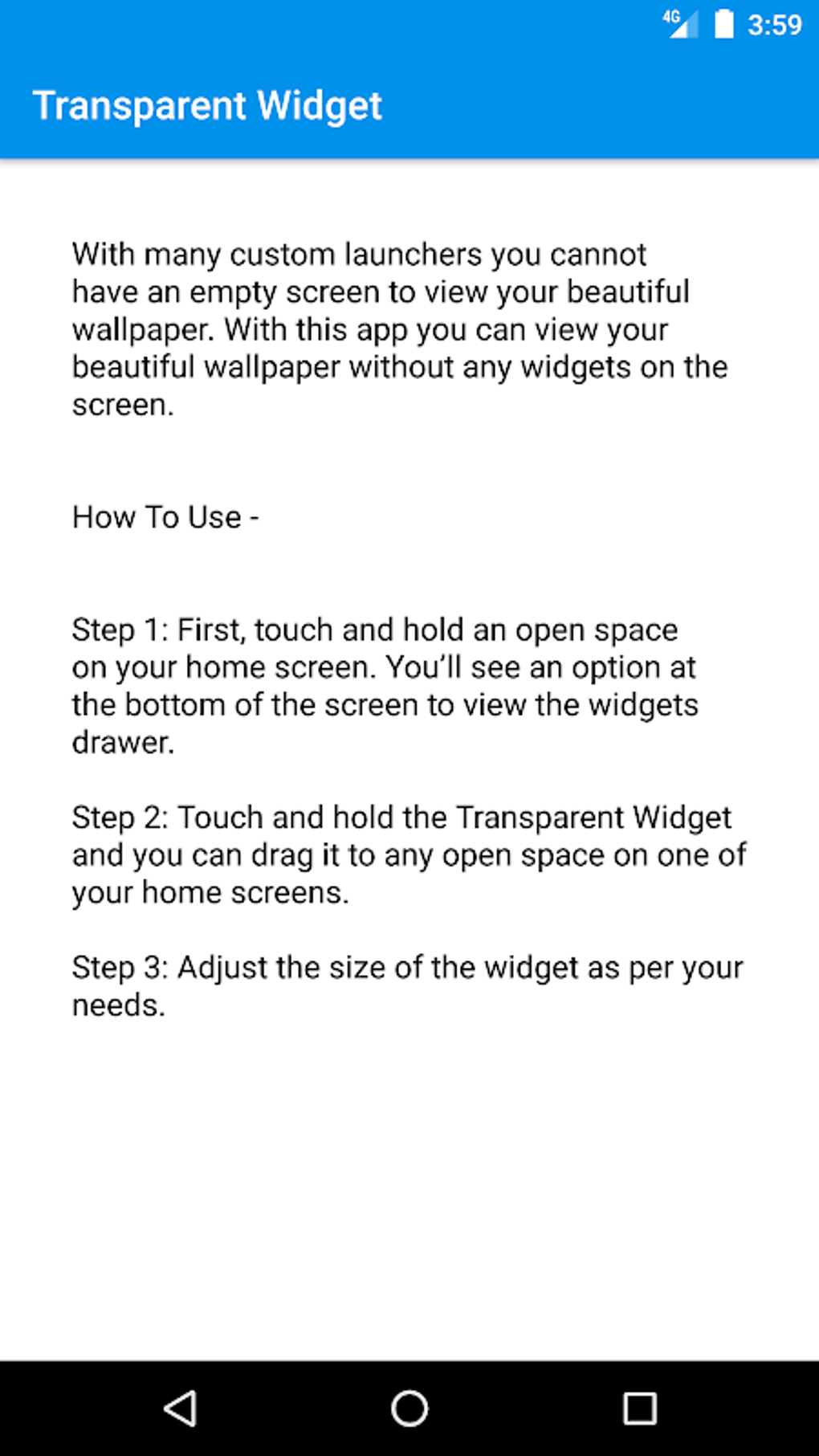 Android 용 Transparent Widget APK - 다운로드