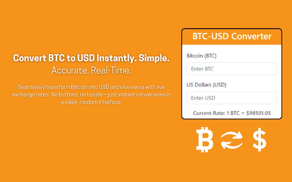 Real-Time BTC-USD Converter para Google Chrome - Extensión Descargar