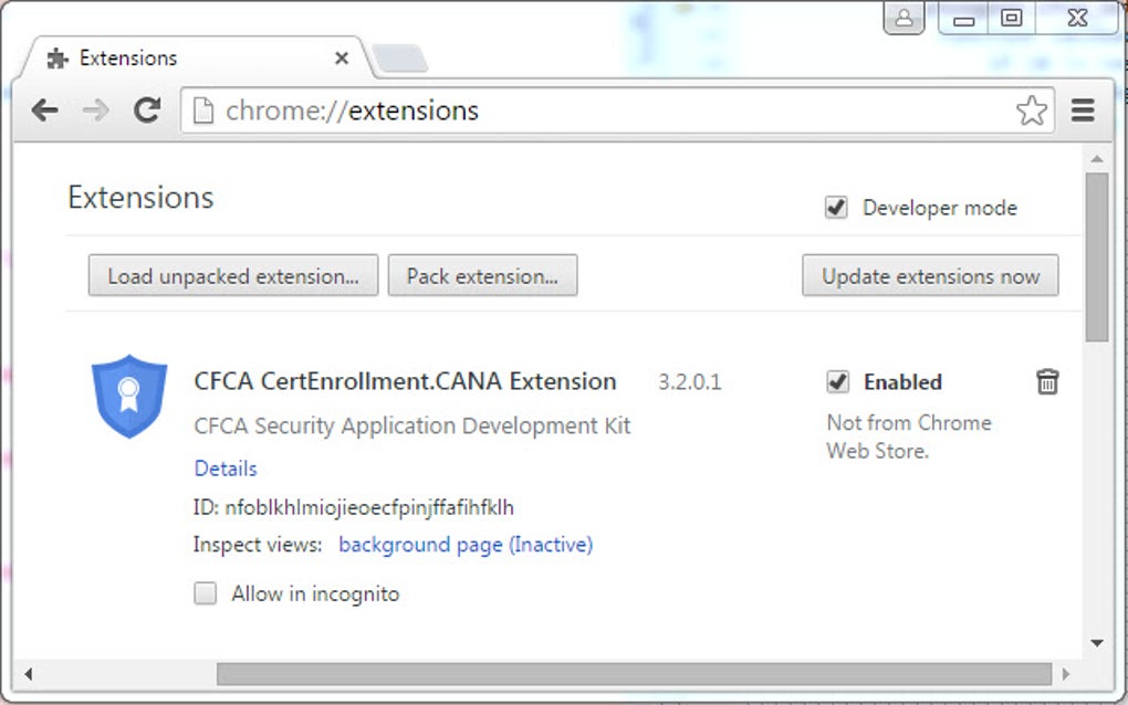 CFCA CertEnrollment.CANA Extension Google Chrome 용 - 확장 프로그램 다운로드