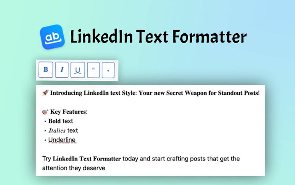 LinkedIn Text Formatter for Google Chrome - Extension Download