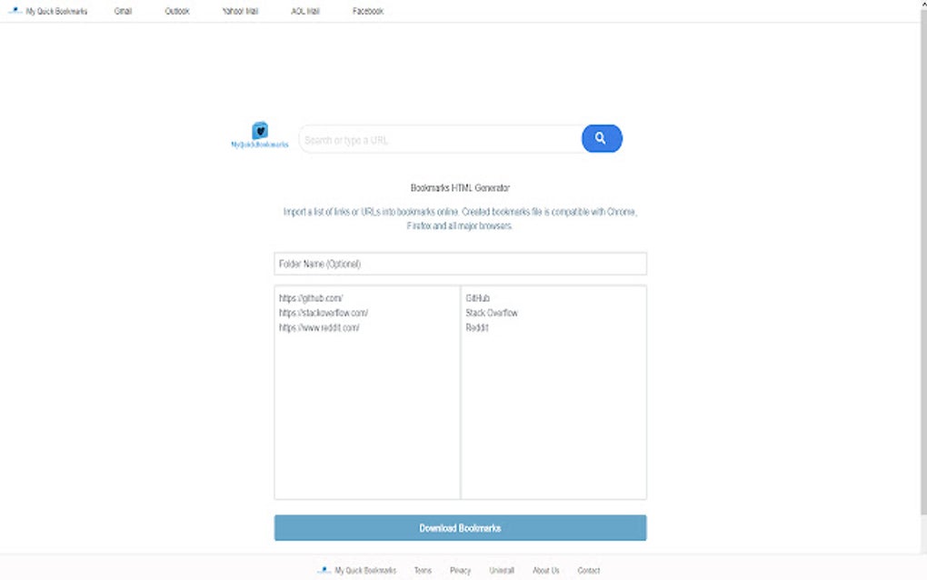 My Quick Bookmarks for Google Chrome - Extension Download