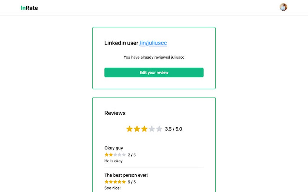 InRate for Google Chrome - Extension Download