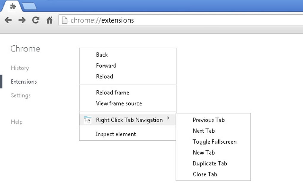 Right Click Tab Navigation pour Google Chrome - Extension Télécharger