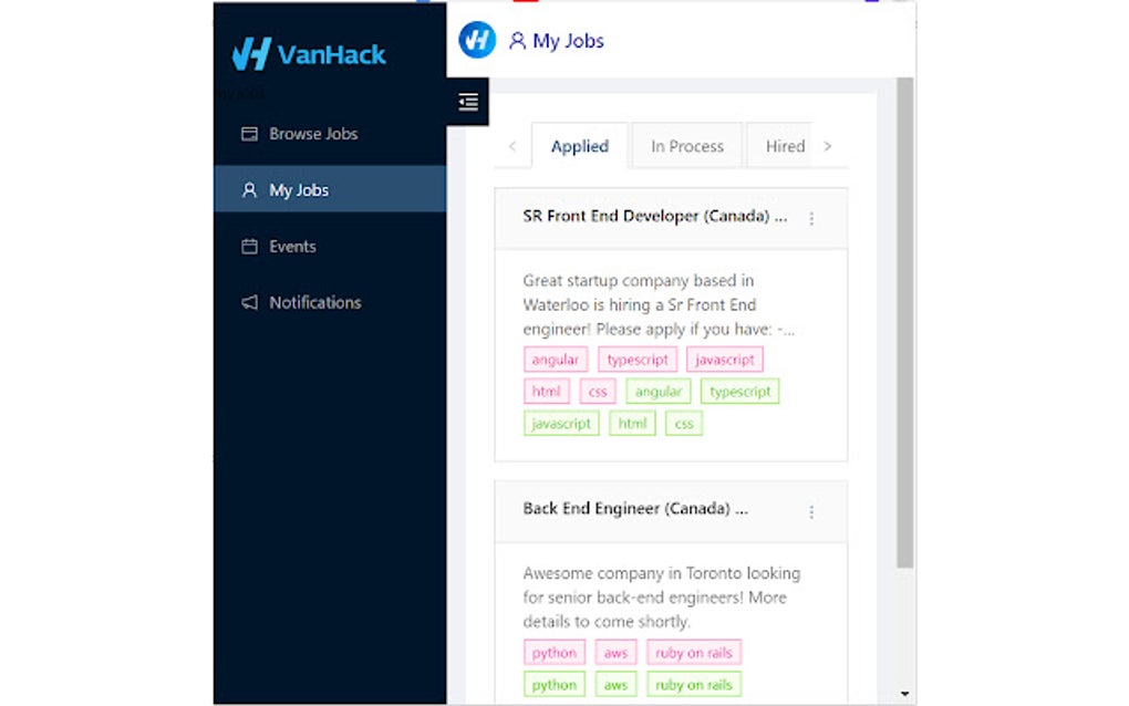 VanHack quick access for Google Chrome - Extension Download