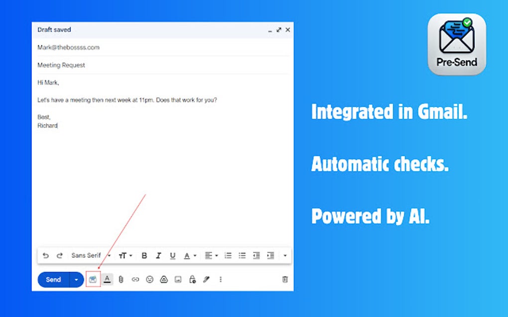 Pre-Send: Automatic Checks for Your Emails para Google Chrome - Extensión Descargar