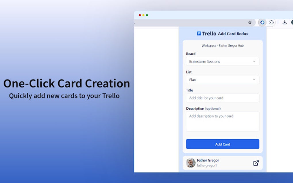 Trello Add Card Redux สำหรับ Google Chrome - ส่วนขยาย ดาวน์โหลด