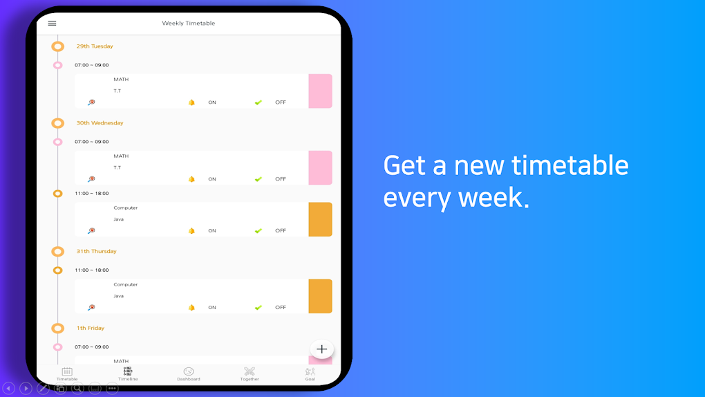 Timetable Planner with alarm for study - Damda for Android - Download