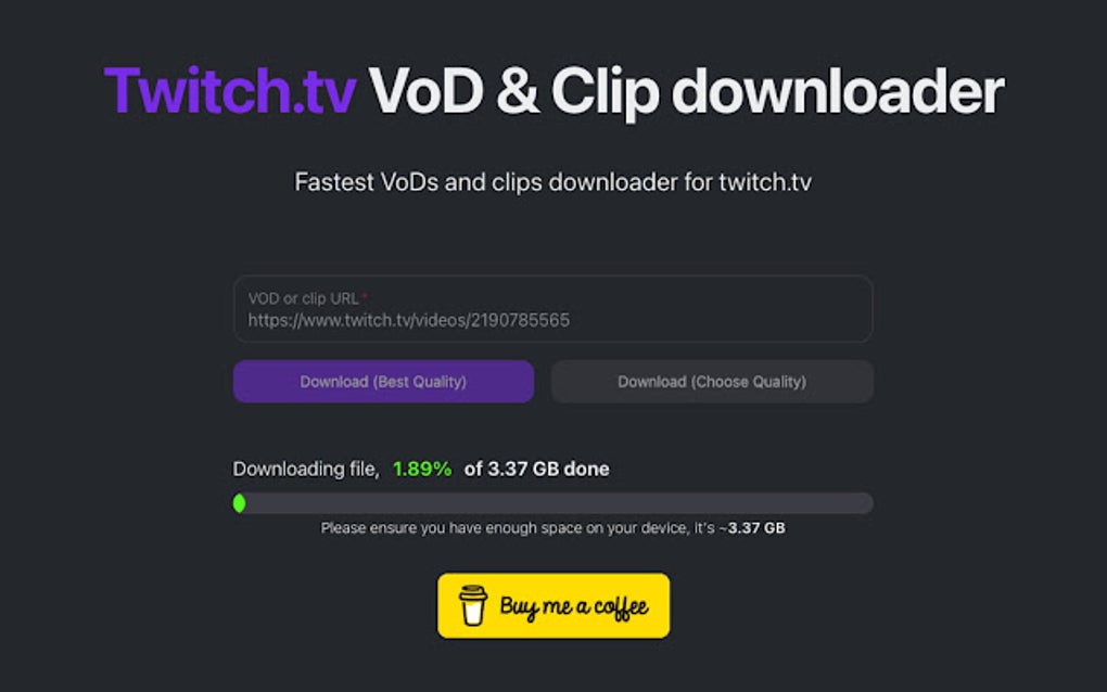 Twitch VOD downloader Google Chrome 용 - 확장 프로그램 다운로드
