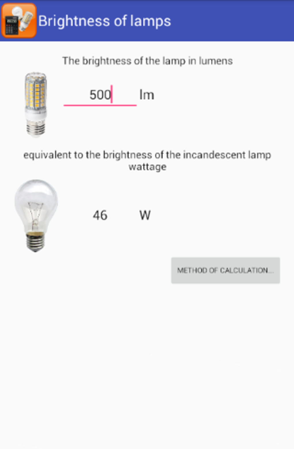 Brightness of lamps:lumen-watt APK for Android - Download