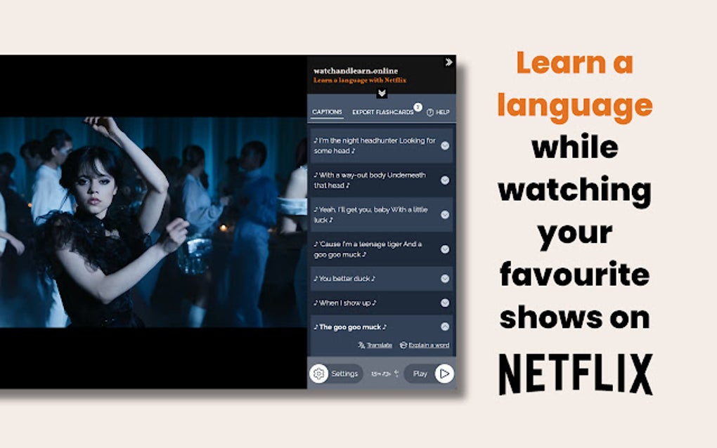 Watch and Learn: Study a language while watching Netflix für Google Chrome - Erweiterung Download