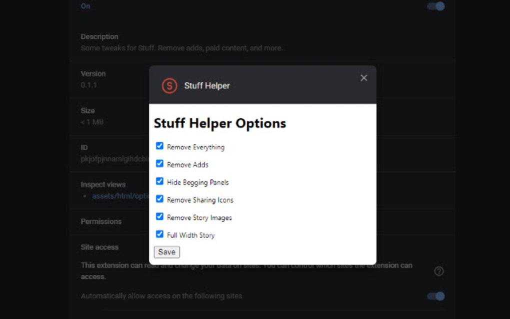 Stuff Helper for Google Chrome - Extension Download