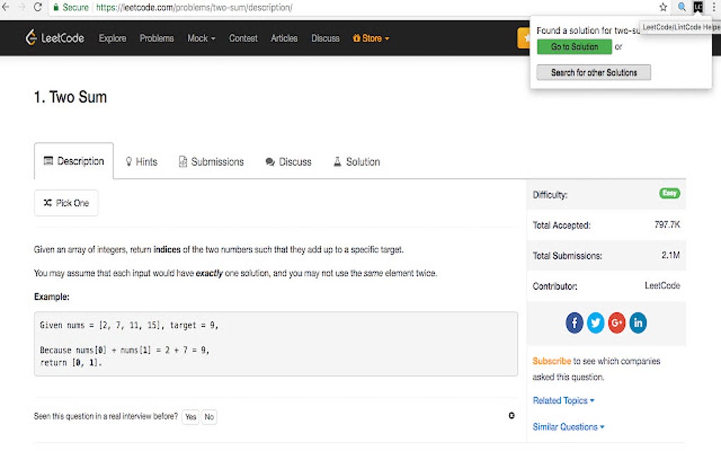 LeetCode/LintCode Helper para Google Chrome - Extensión Descargar
