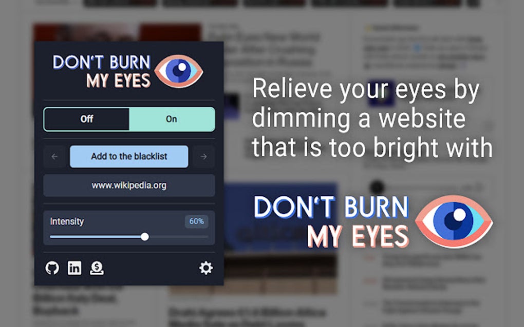 Don't Burn My Eyes para Google Chrome - Extensión Descargar